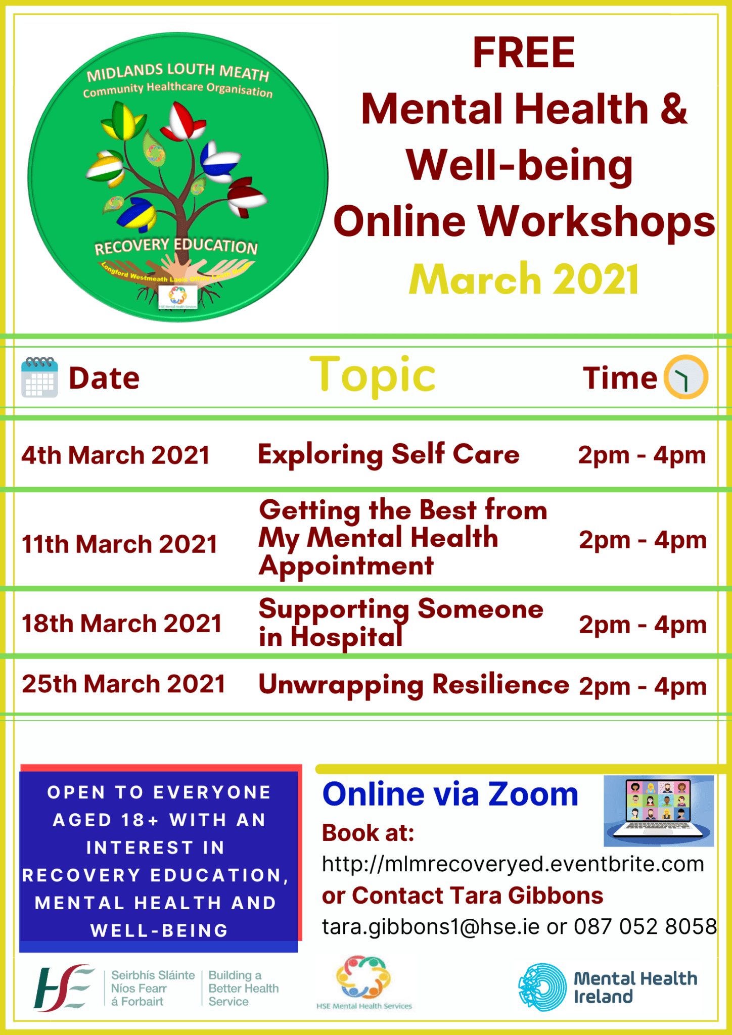 Mental Health Wellbeing Workshops SOSAD Save Our Sons Daughters